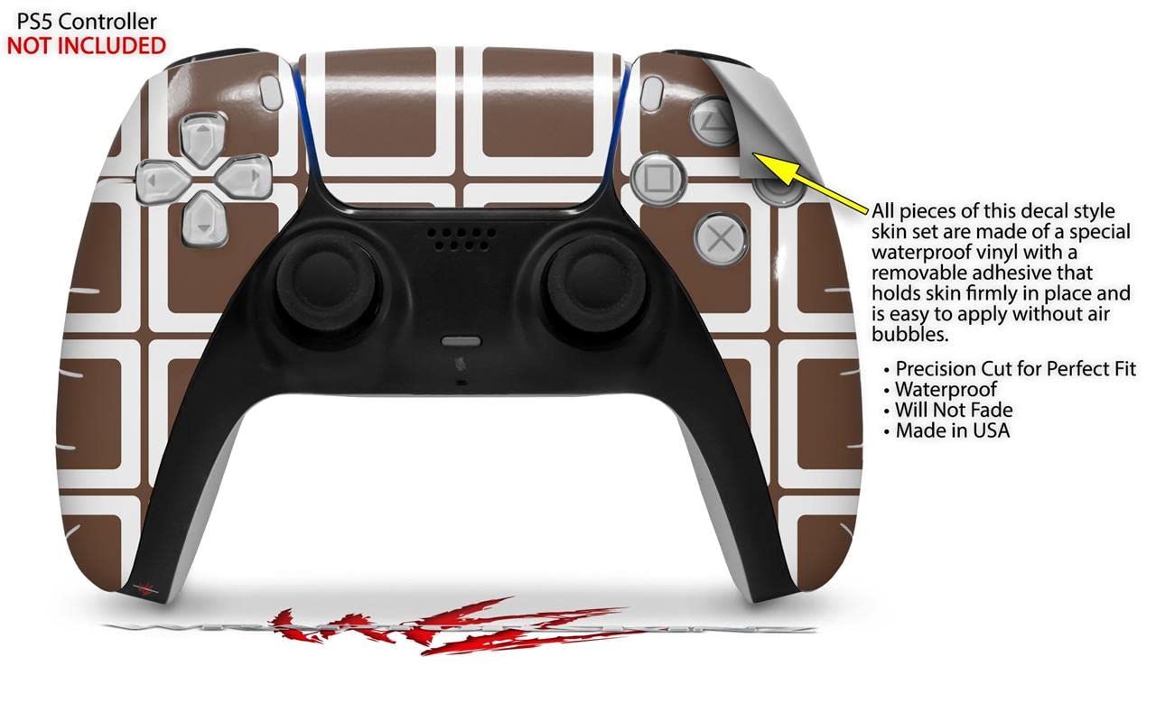 WraptorSkinz Skin Wrap compatible with Sony PS5 DualSense Controller Squared Chocolate Brown (CONTROLLER NOT INCLUDED)