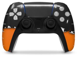 wraptorskinz skin wrap compatible with sony ps5 dualsense controller ripped colors black orange (controller not included)