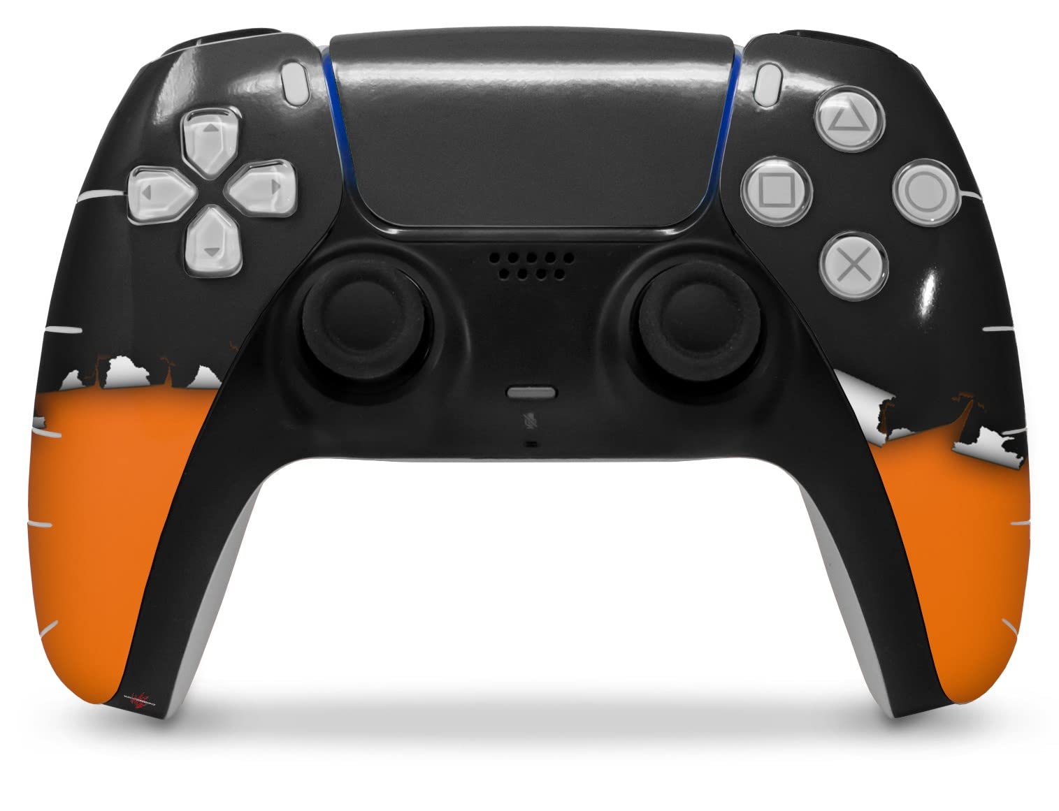 WraptorSkinz Skin Wrap compatible with Sony PS5 DualSense Controller Ripped Colors Black Orange (CONTROLLER NOT INCLUDED)