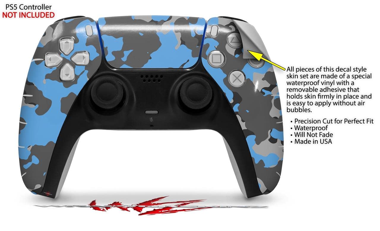 WraptorSkinz Skin Wrap compatible with Sony PS5 DualSense Controller WraptorCamo Old School Camouflage Camo Blue Medium (CONTROLLER NOT INCLUDED)