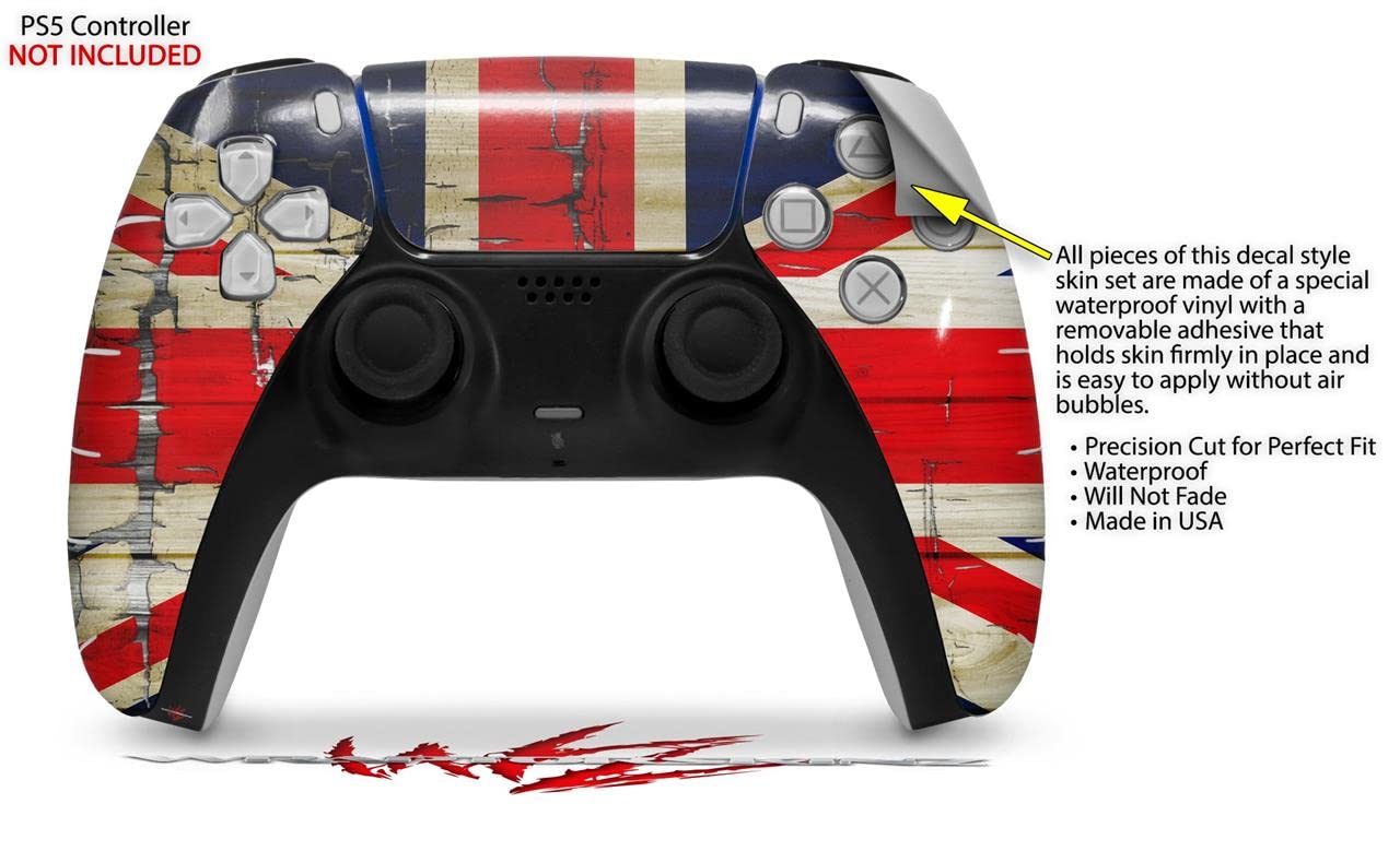 WraptorSkinz Skin Wrap compatible with Sony PS5 DualSense Controller Painted Faded and Cracked Union Jack British Flag (CONTROLLER NOT INCLUDED)