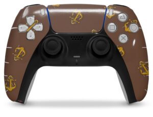 wraptorskinz skin wrap compatible with sony ps5 dualsense controller anchors away chocolate brown (controller not included)