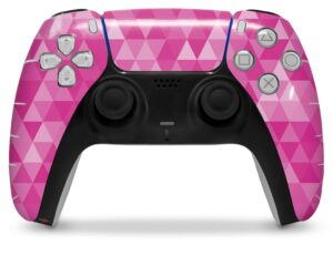 wraptorskinz skin wrap compatible with sony ps5 dualsense controller triangle mosaic fuchsia (controller not included)