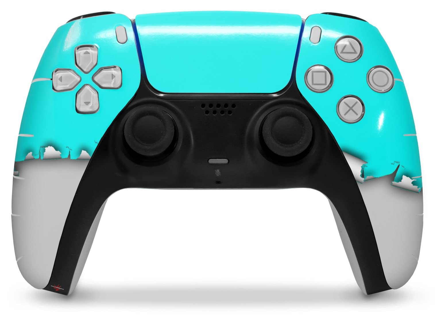 WraptorSkinz Skin Wrap compatible with Sony PS5 DualSense Controller Ripped Colors Neon Teal Gray (CONTROLLER NOT INCLUDED)