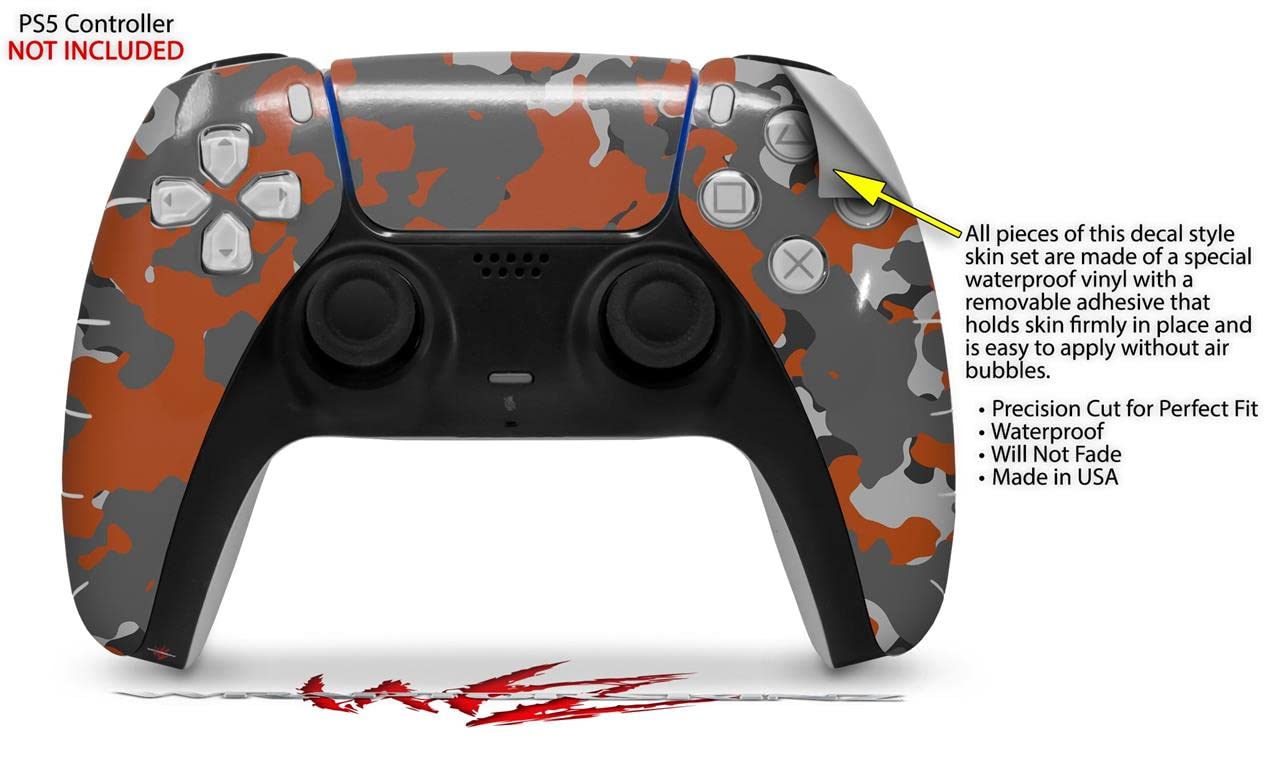 WraptorSkinz Skin Wrap compatible with Sony PS5 DualSense Controller WraptorCamo Old School Camouflage Camo Orange Burnt (CONTROLLER NOT INCLUDED)