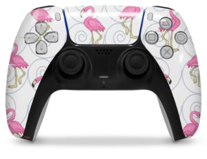 wraptorskinz skin wrap compatible with sony ps5 dualsense controller flamingos on white (controller not included)