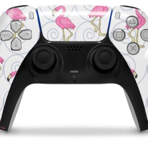 WraptorSkinz Skin Wrap compatible with Sony PS5 DualSense Controller Flamingos on White (CONTROLLER NOT INCLUDED)