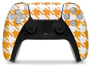 wraptorskinz skin wrap compatible with sony ps5 dualsense controller houndstooth orange (controller not included)