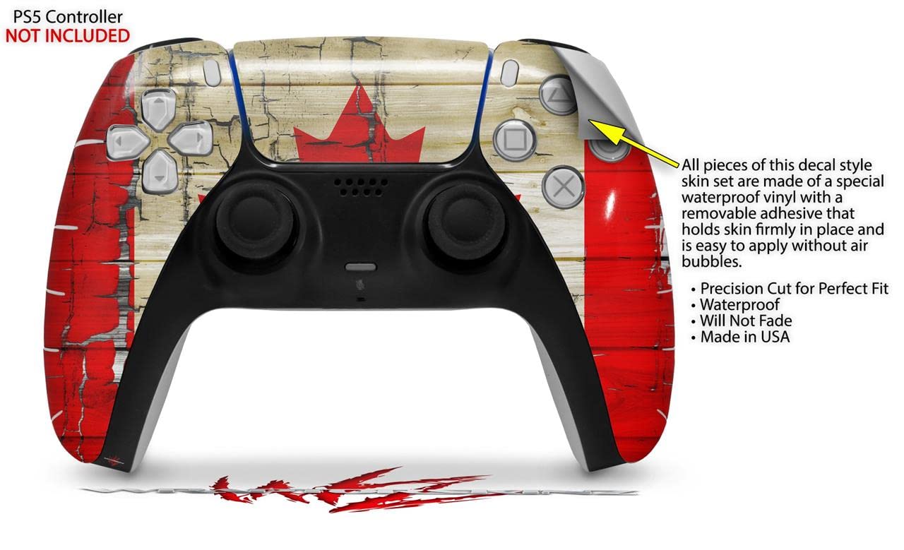 WraptorSkinz Skin Wrap compatible with Sony PS5 DualSense Controller Painted Faded and Cracked Canadian Canada Flag (CONTROLLER NOT INCLUDED)