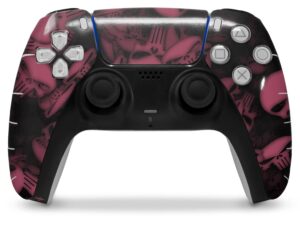 wraptorskinz skin wrap compatible with sony ps5 dualsense controller skulls confetti pink (controller not included)