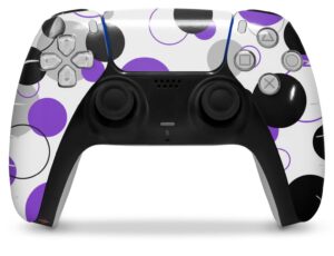 wraptorskinz skin wrap compatible with sony ps5 dualsense controller lots of dots purple on white (controller not included)