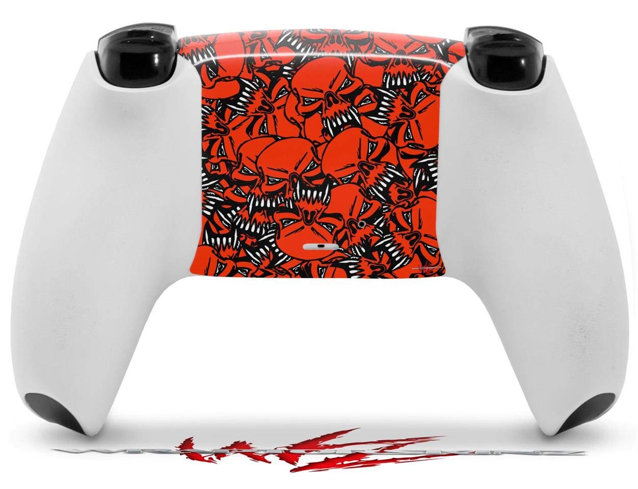 WraptorSkinz Skin Wrap compatible with Sony PS5 DualSense Controller Scattered Skulls Red (CONTROLLER NOT INCLUDED)