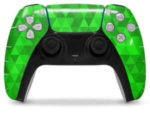 wraptorskinz skin wrap compatible with sony ps5 dualsense controller triangle mosaic green (controller not included)