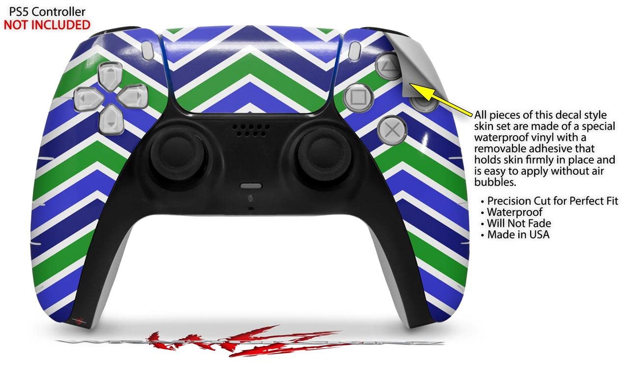 WraptorSkinz Skin Wrap compatible with Sony PS5 DualSense Controller Zig Zag Blue Green (CONTROLLER NOT INCLUDED)