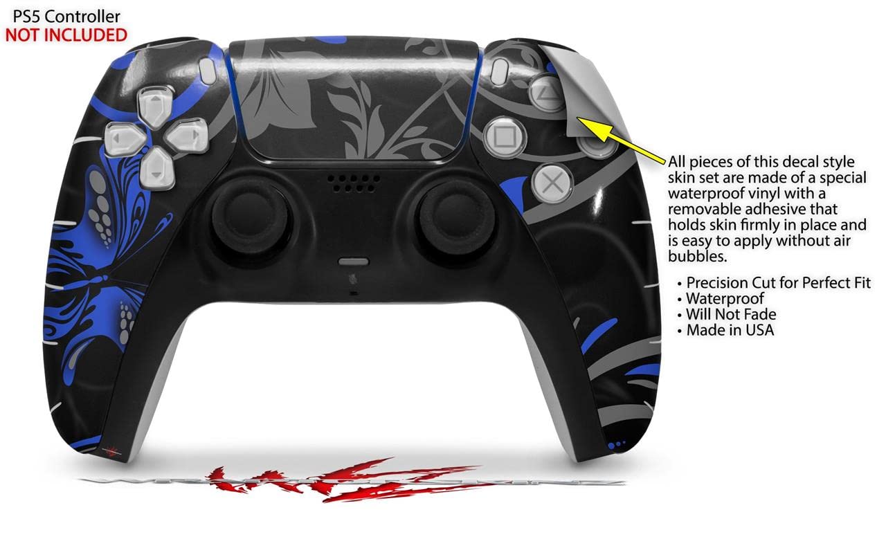 WraptorSkinz Skin Wrap compatible with Sony PS5 DualSense Controller Twisted Garden Gray and Blue (CONTROLLER NOT INCLUDED)