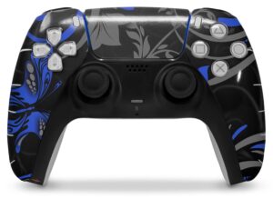 wraptorskinz skin wrap compatible with sony ps5 dualsense controller twisted garden gray and blue (controller not included)