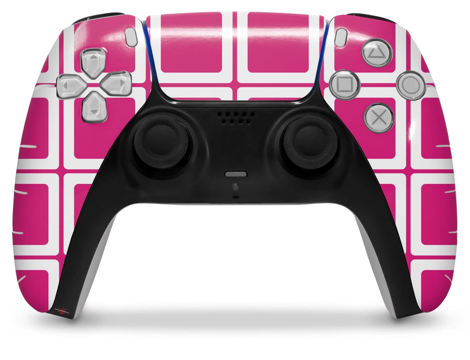 WraptorSkinz Skin Wrap compatible with Sony PS5 DualSense Controller Squared Fushia Hot Pink (CONTROLLER NOT INCLUDED)