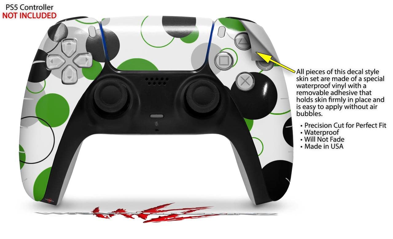 WraptorSkinz Skin Wrap compatible with Sony PS5 DualSense Controller Lots of Dots Green on White (CONTROLLER NOT INCLUDED)