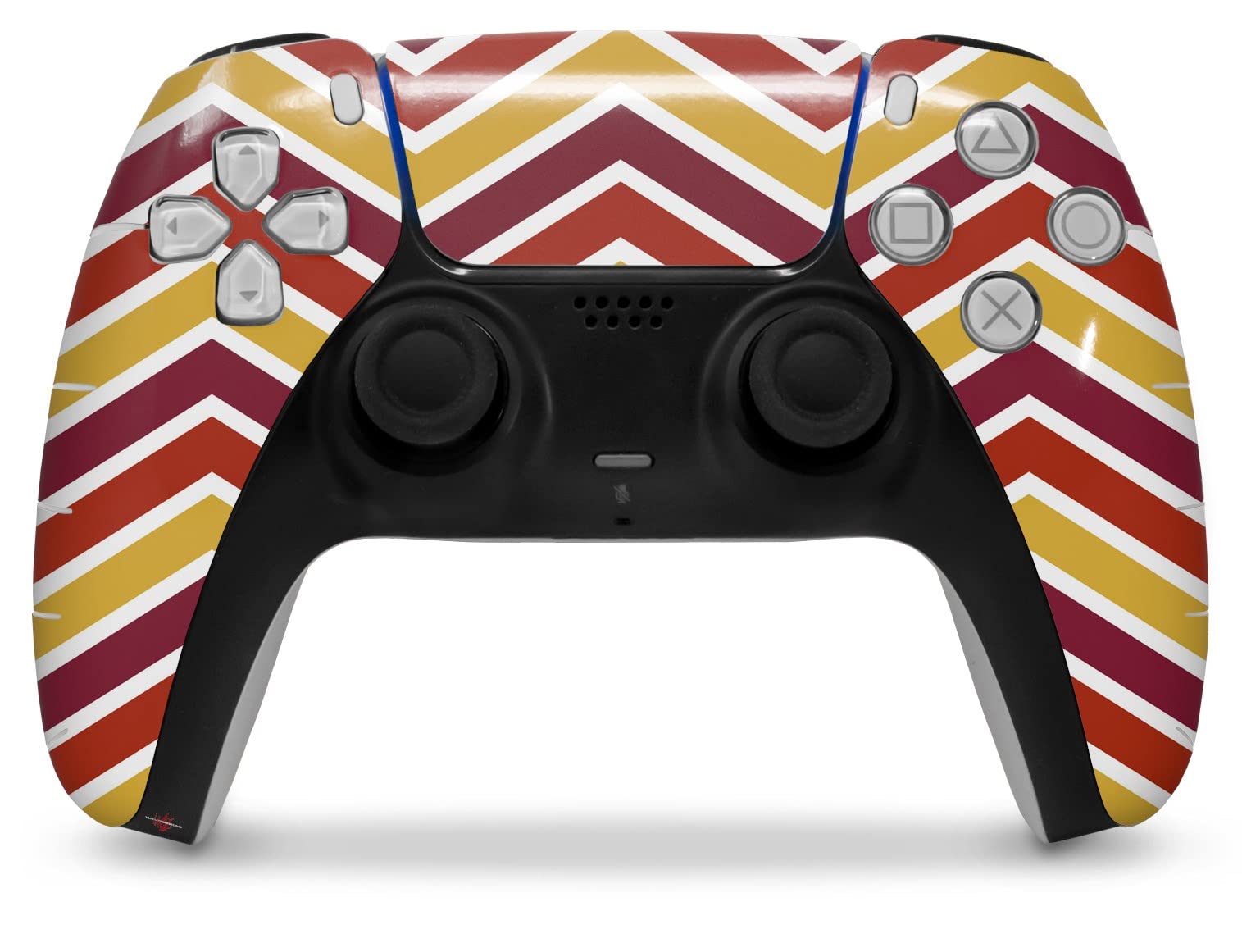 WraptorSkinz Skin Wrap compatible with Sony PS5 DualSense Controller Zig Zag Yellow Burgundy Orange (CONTROLLER NOT INCLUDED)