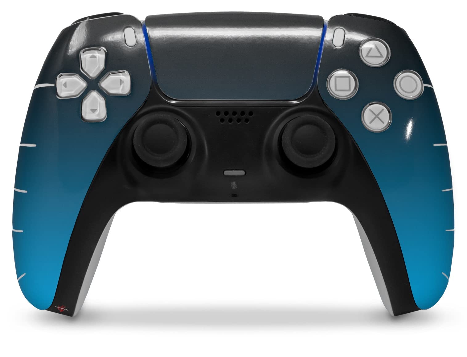 WraptorSkinz Skin Wrap compatible with Sony PS5 DualSense Controller Smooth Fades Neon Blue Black (CONTROLLER NOT INCLUDED)