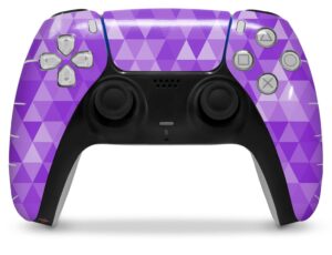 wraptorskinz skin wrap compatible with sony ps5 dualsense controller triangle mosaic purple (controller not included)