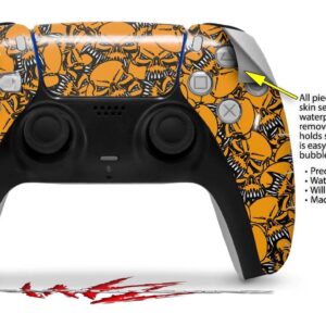 WraptorSkinz Skin Wrap compatible with Sony PS5 DualSense Controller Scattered Skulls Orange (CONTROLLER NOT INCLUDED)