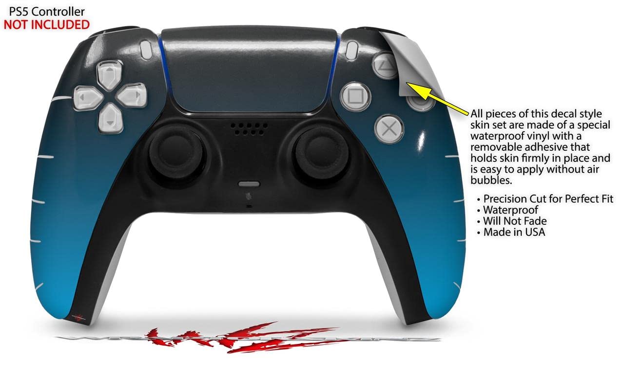 WraptorSkinz Skin Wrap compatible with Sony PS5 DualSense Controller Smooth Fades Neon Blue Black (CONTROLLER NOT INCLUDED)