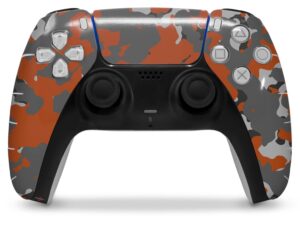 wraptorskinz skin wrap compatible with sony ps5 dualsense controller wraptorcamo old school camouflage camo orange burnt (controller not included)