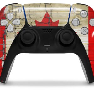 WraptorSkinz Skin Wrap compatible with Sony PS5 DualSense Controller Painted Faded and Cracked Canadian Canada Flag (CONTROLLER NOT INCLUDED)