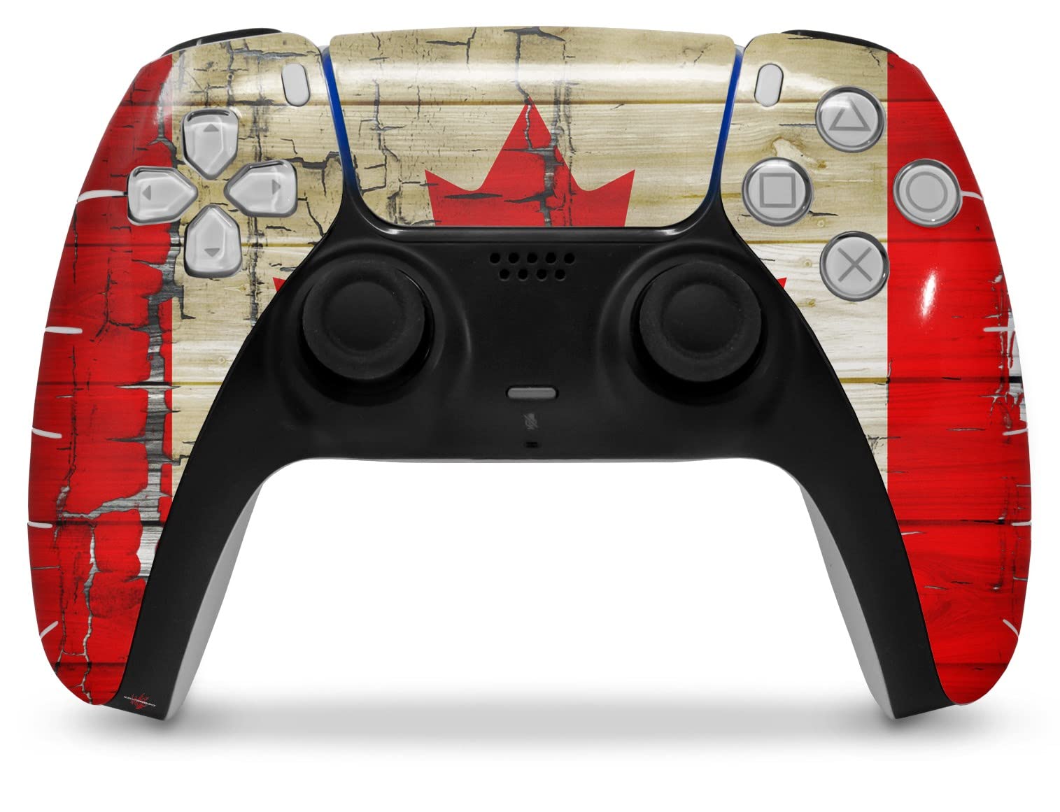 WraptorSkinz Skin Wrap compatible with Sony PS5 DualSense Controller Painted Faded and Cracked Canadian Canada Flag (CONTROLLER NOT INCLUDED)