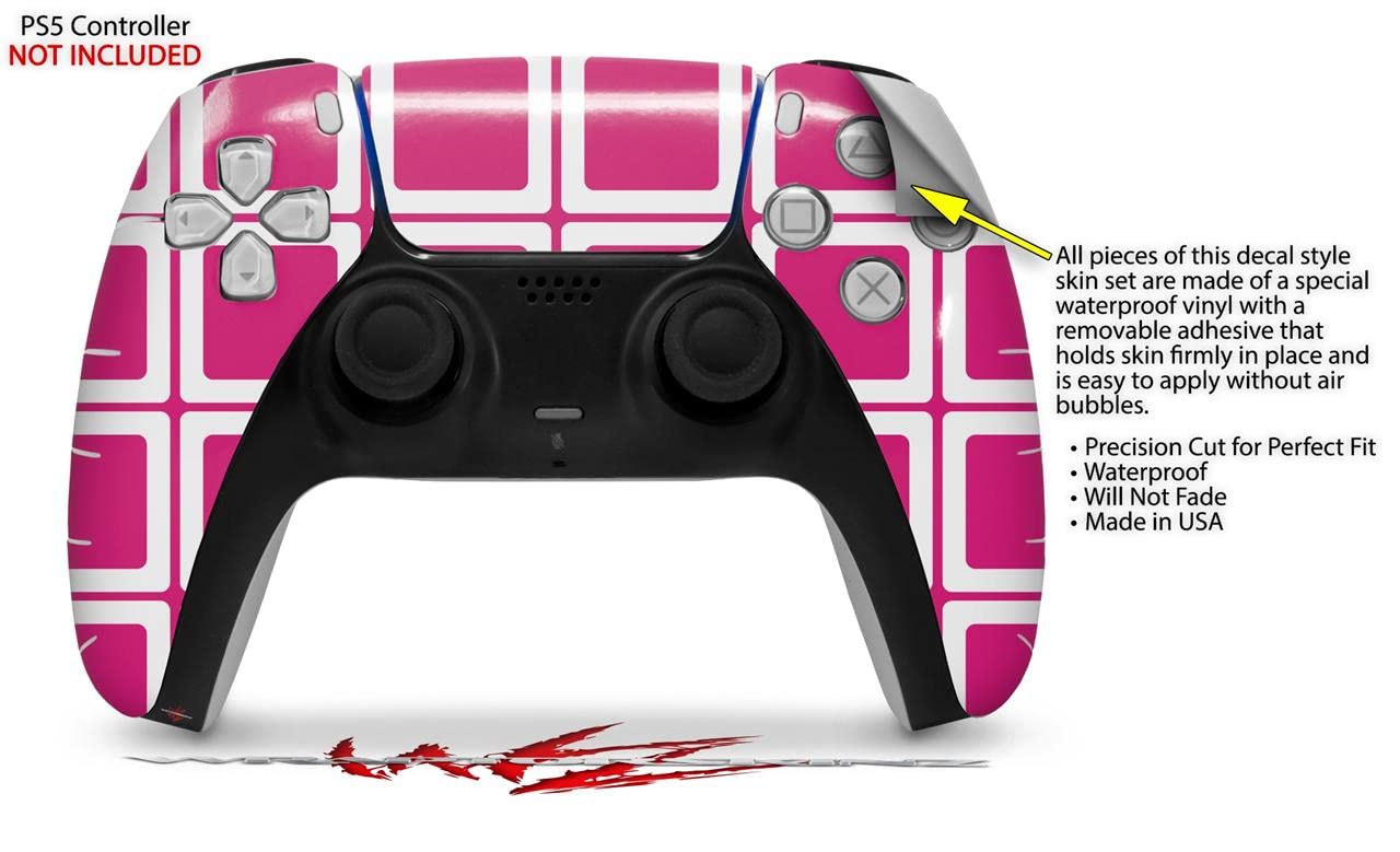 WraptorSkinz Skin Wrap compatible with Sony PS5 DualSense Controller Squared Fushia Hot Pink (CONTROLLER NOT INCLUDED)