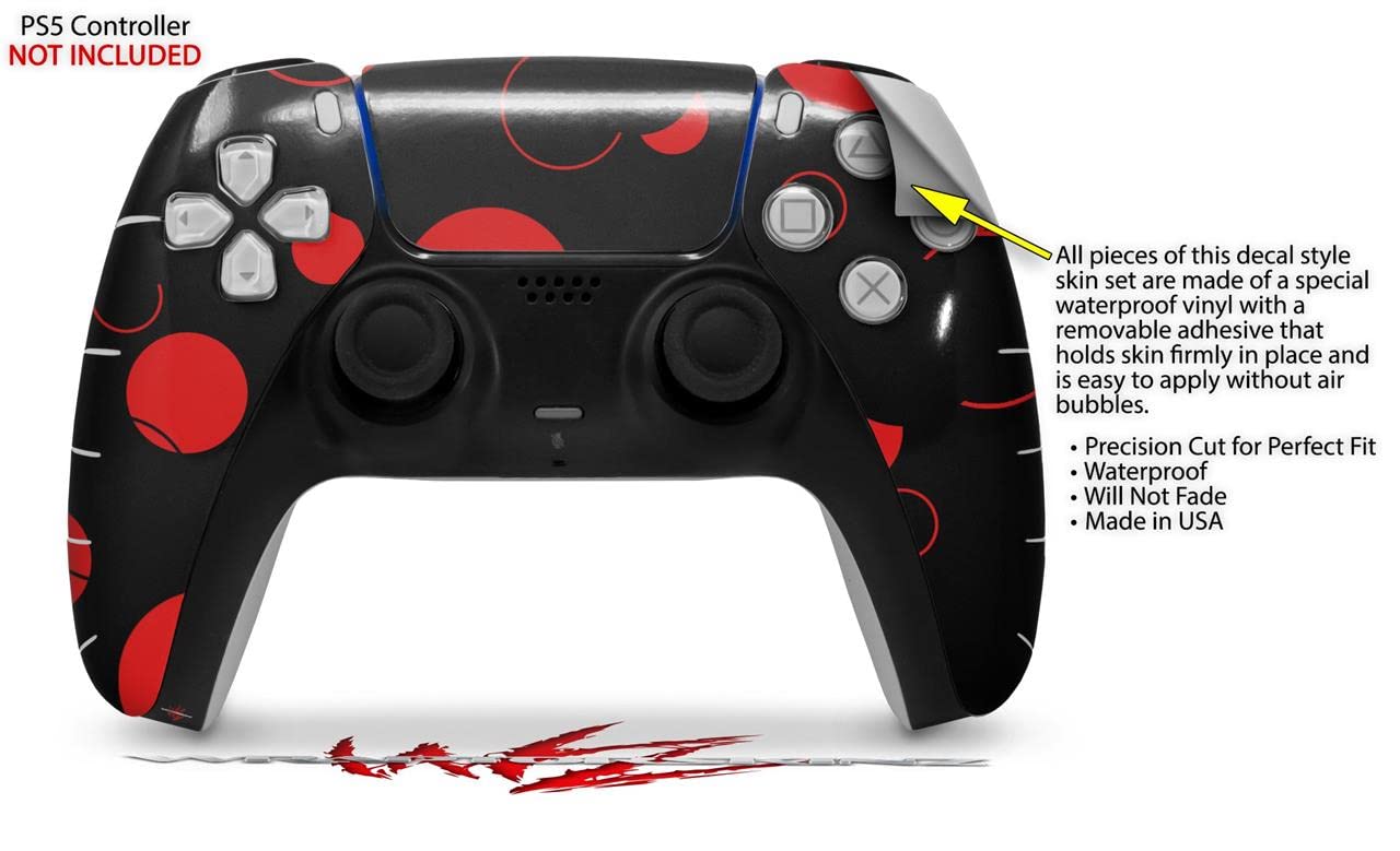 WraptorSkinz Skin Wrap compatible with Sony PS5 DualSense Controller Lots of Dots Red on Black (CONTROLLER NOT INCLUDED)