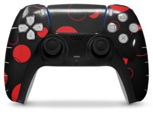 wraptorskinz skin wrap compatible with sony ps5 dualsense controller lots of dots red on black (controller not included)