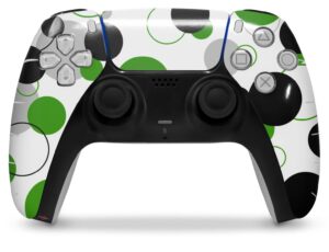 wraptorskinz skin wrap compatible with sony ps5 dualsense controller lots of dots green on white (controller not included)