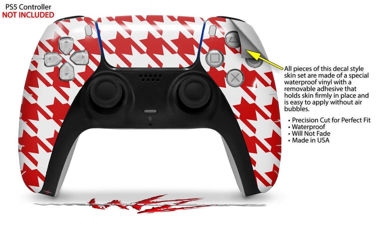 WraptorSkinz Skin Wrap compatible with Sony PS5 DualSense Controller Houndstooth Red (CONTROLLER NOT INCLUDED)