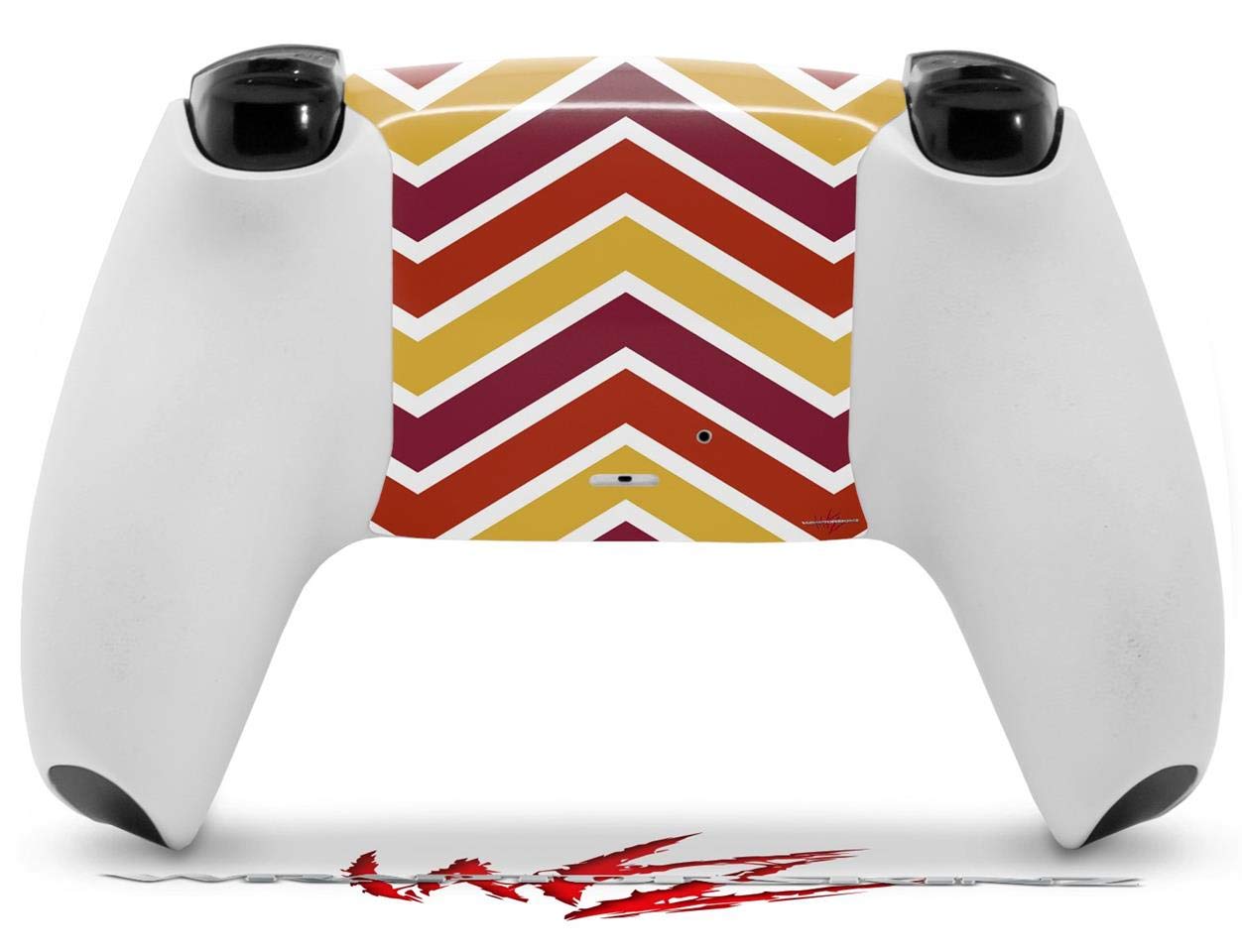 WraptorSkinz Skin Wrap compatible with Sony PS5 DualSense Controller Zig Zag Yellow Burgundy Orange (CONTROLLER NOT INCLUDED)