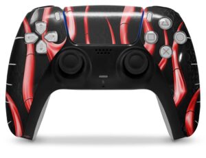 wraptorskinz skin wrap compatible with sony ps5 dualsense controller metal flames red (controller not included)