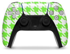 wraptorskinz skin wrap compatible with sony ps5 dualsense controller houndstooth neon lime green (controller not included)