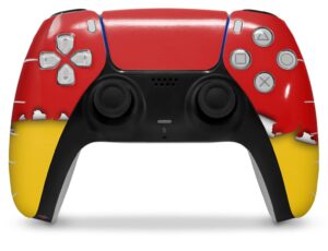 wraptorskinz skin wrap compatible with sony ps5 dualsense controller ripped colors red yellow (controller not included)