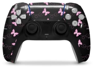 wraptorskinz skin wrap compatible with sony ps5 dualsense controller pastel butterflies pink on black (controller not included)