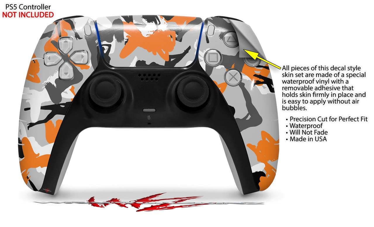 WraptorSkinz Skin Wrap compatible with Sony PS5 DualSense Controller Sexy Girl Silhouette Camo Orange (CONTROLLER NOT INCLUDED)