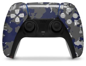 wraptorskinz skin wrap compatible with sony ps5 dualsense controller wraptorcamo old school camouflage camo blue navy (controller not included)