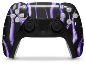 wraptorskinz skin wrap compatible with sony ps5 dualsense controller metal flames purple (controller not included)