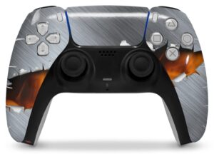 wraptorskinz skin wrap compatible with sony ps5 dualsense controller ripped metal fire (controller not included)