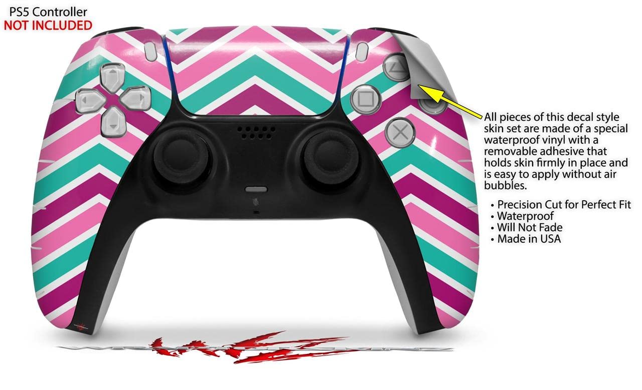 WraptorSkinz Skin Wrap compatible with Sony PS5 DualSense Controller Zig Zag Teal Pink Purple (CONTROLLER NOT INCLUDED)