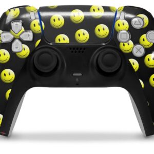 WraptorSkinz Skin Wrap compatible with Sony PS5 DualSense Controller Smileys on Black (CONTROLLER NOT INCLUDED)