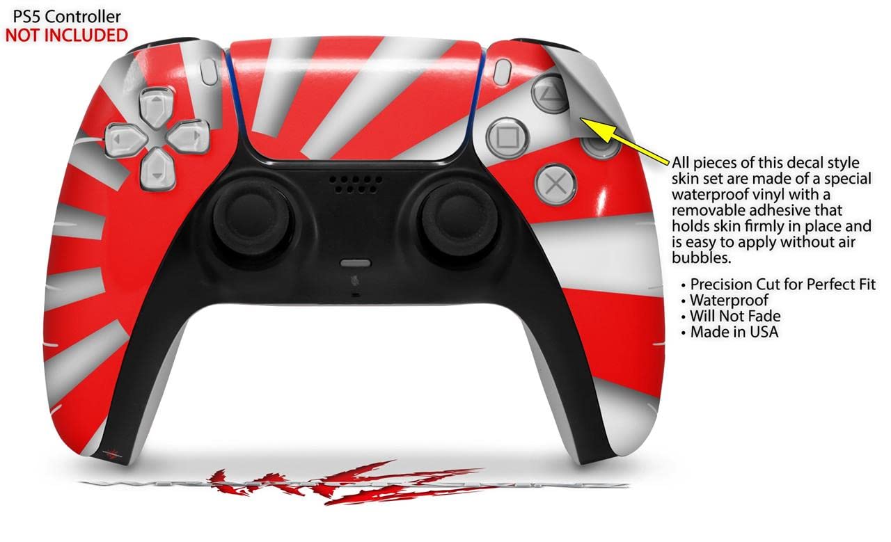 WraptorSkinz Skin Wrap compatible with Sony PS5 DualSense Controller Rising Sun Japanese Flag Red (CONTROLLER NOT INCLUDED)