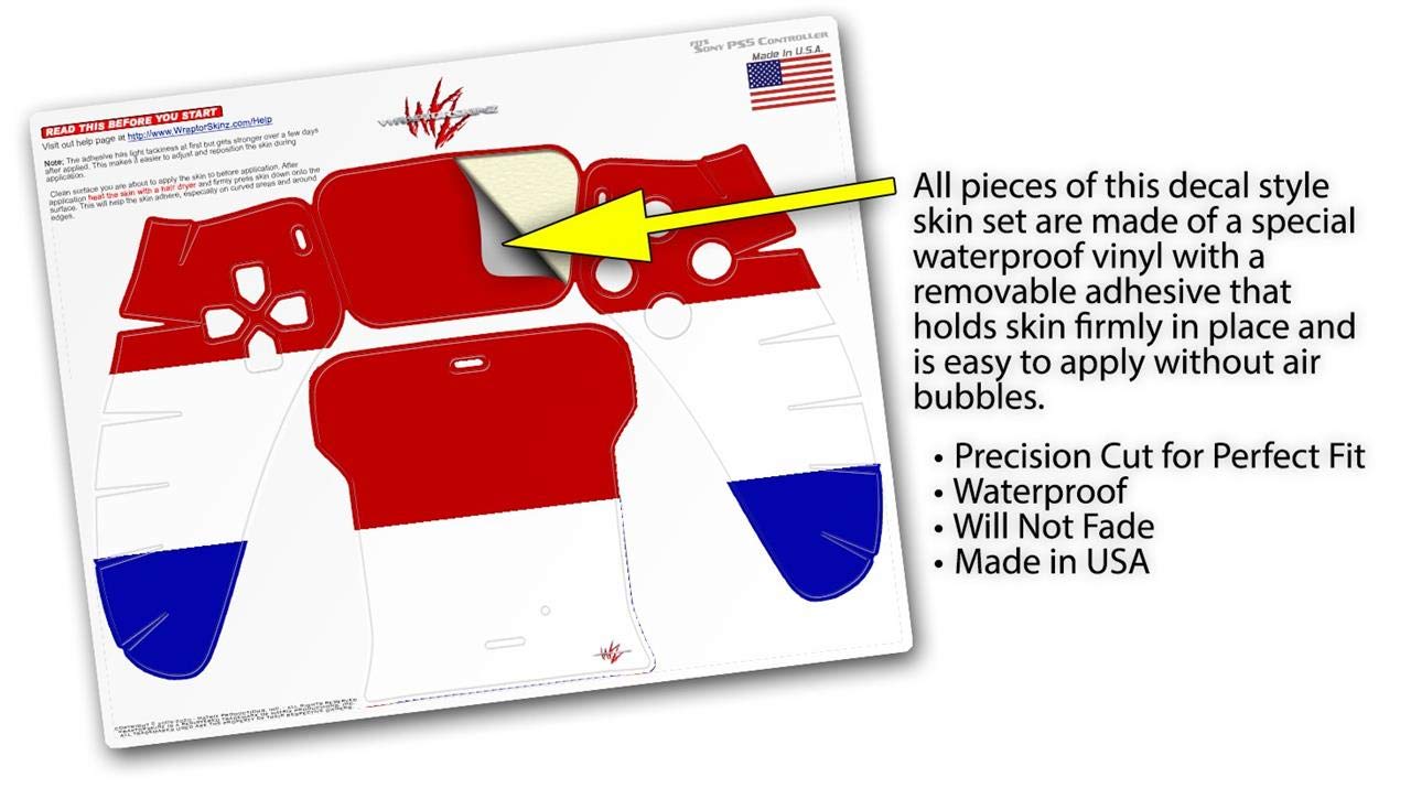 WraptorSkinz Skin Wrap compatible with Sony PS5 DualSense Controller Red White and Blue (CONTROLLER NOT INCLUDED)