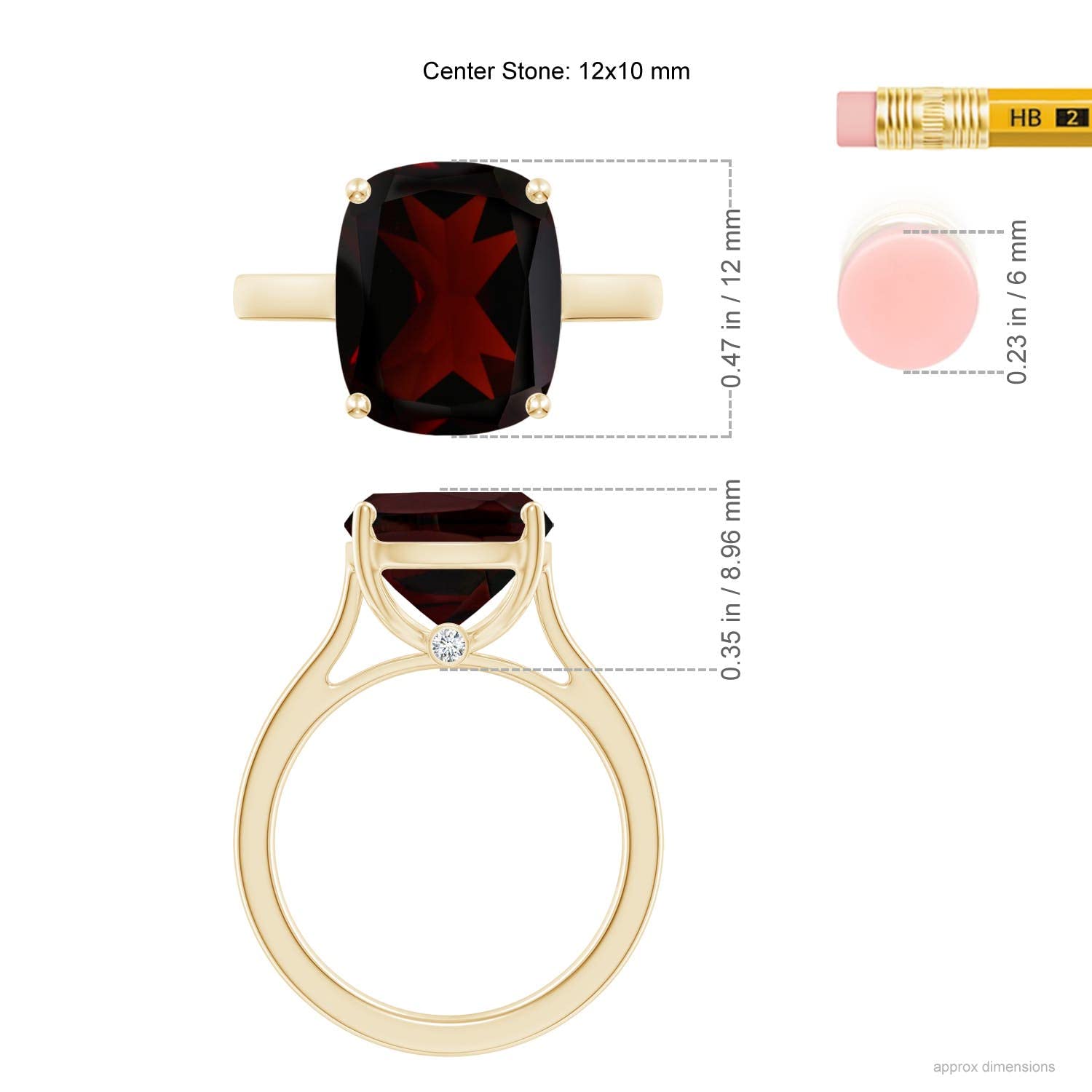 Classic Natural Garnet Solitaire Ring in 14K Yellow Gold (5.35 cttw Garnet) (Size - 9.5) - January Birthstone