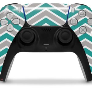 WraptorSkinz Skin Wrap compatible with Sony PS5 DualSense Controller Zig Zag Teal and Gray (CONTROLLER NOT INCLUDED)